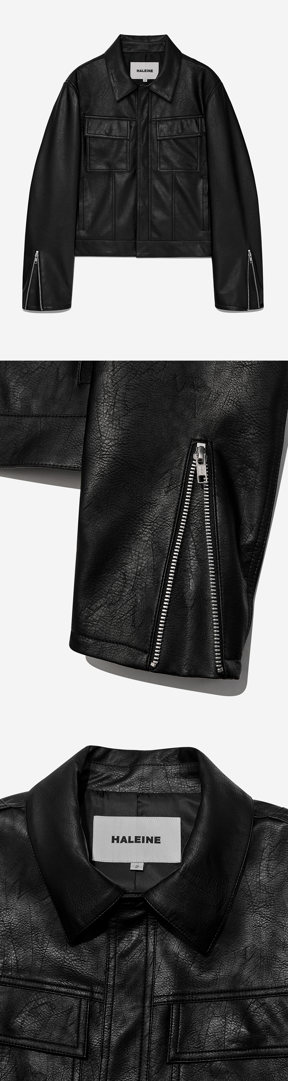 알렌느 트러커 인조 가죽 자켓 블랙 | Haleine | KREAM