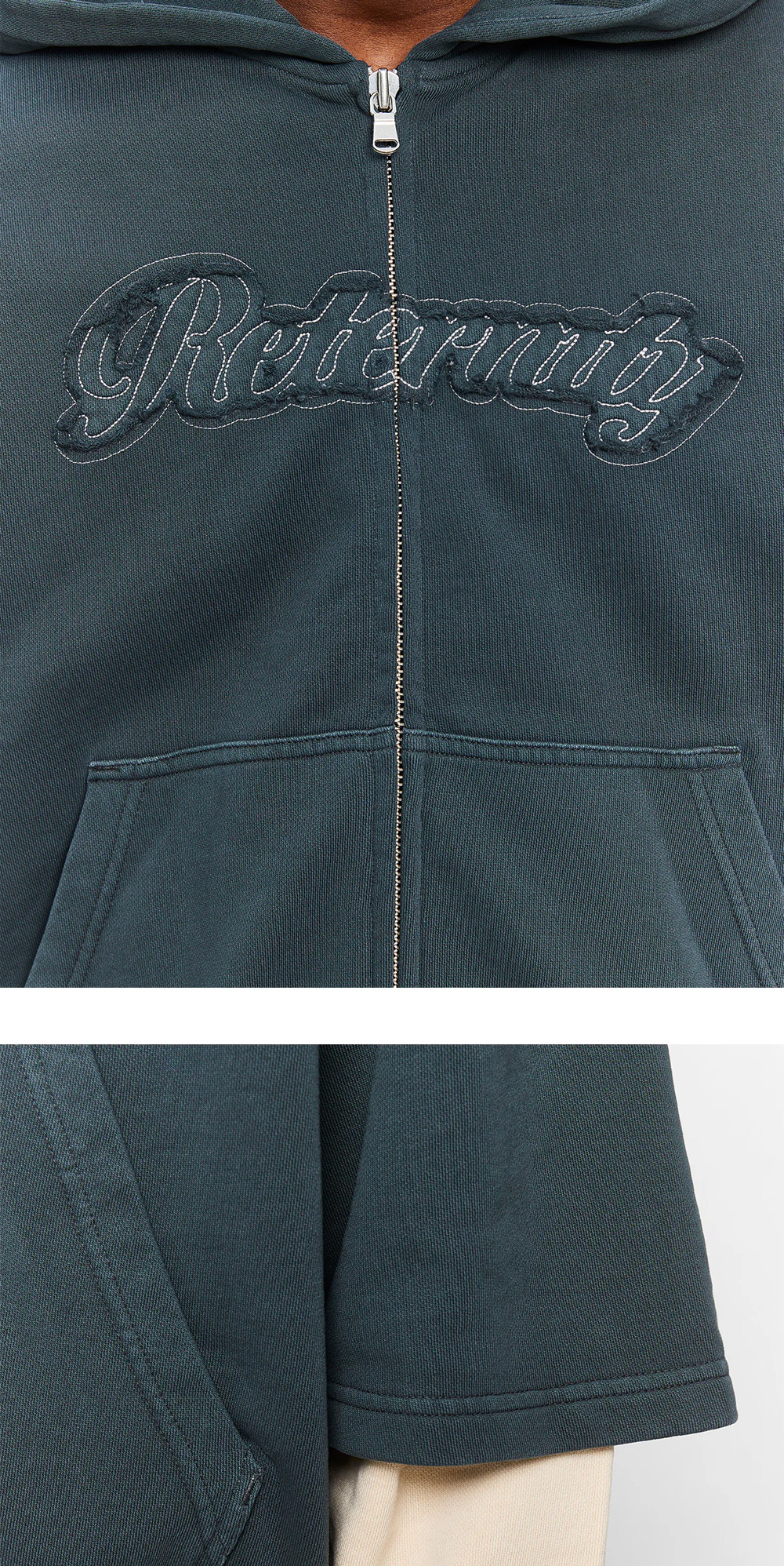 리터니티 레이어드 집 후디 워시드 그레이 크림 - 25SS | Reternity | KREAM