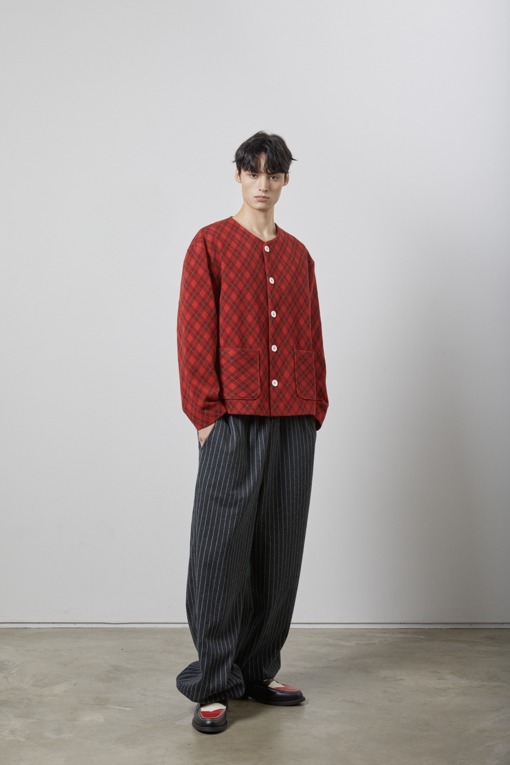 호노 리포트 카라리스 가디건 레드 아가일 | Hono Report | KREAM