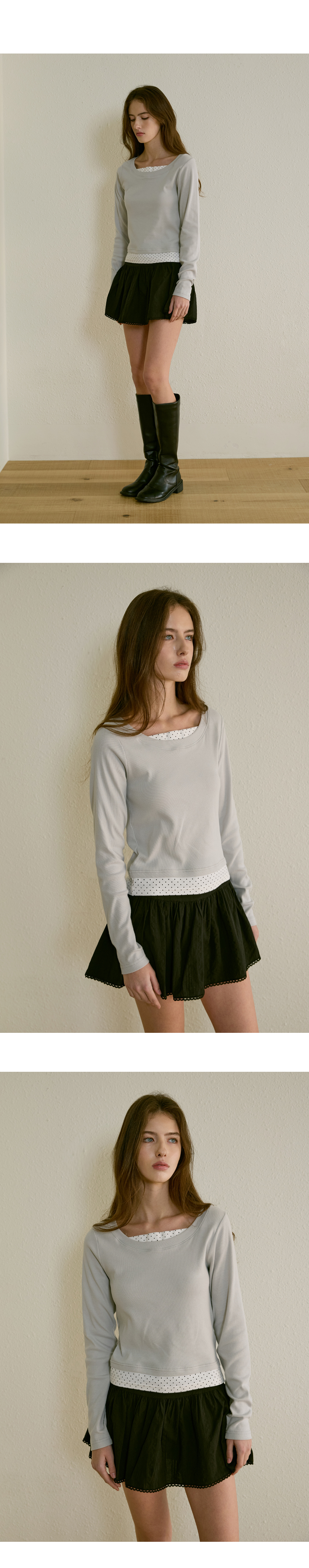 레터프롬문 미엘 도트 레이어드 티셔츠 민트 | LETTER FROM MOON | KREAM