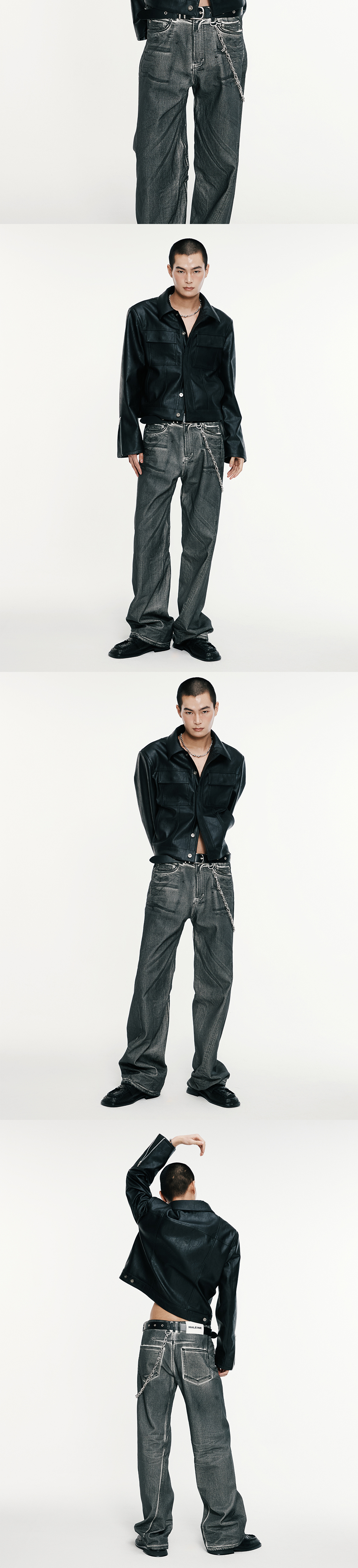 알렌느 트러커 인조 가죽 자켓 블랙 | Haleine | KREAM