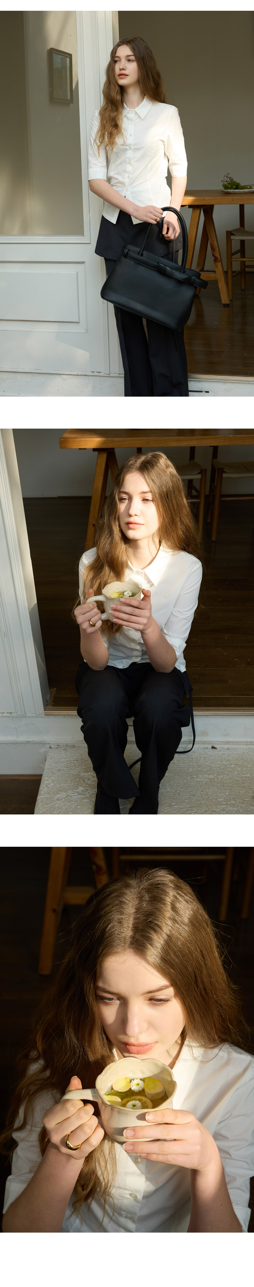 레터프롬문 페이브 슬림핏 5부 셔츠 화이트 | LETTER FROM MOON | KREAM