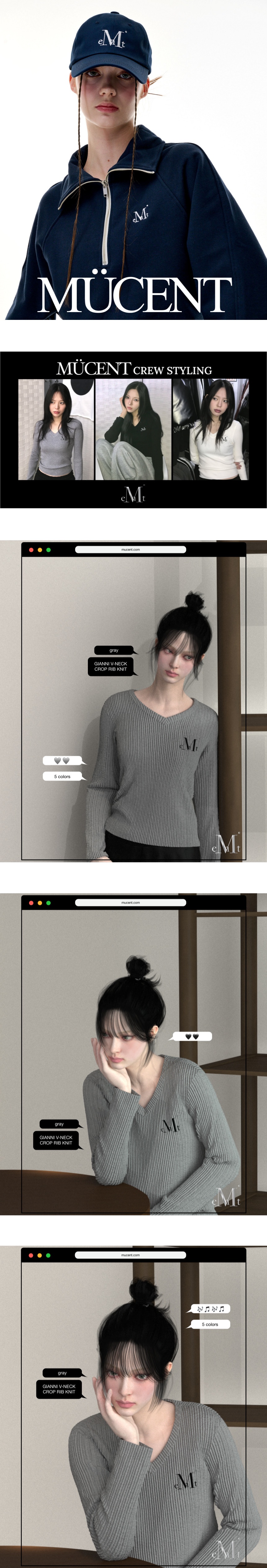 무센트 잔니 브이넥 크롭 골지 니트 아이보리 | MUCENT | KREAM