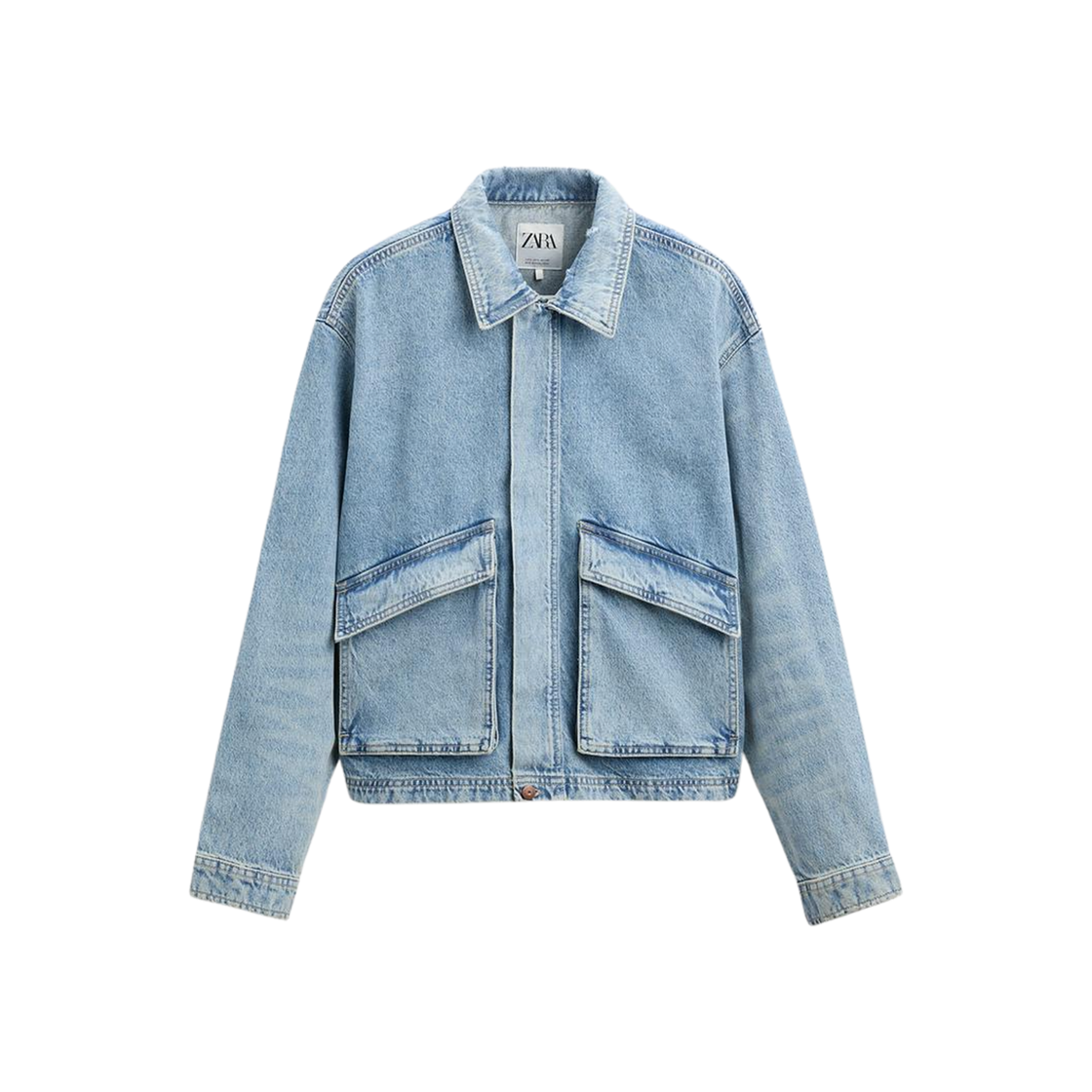 자라 크롭 핏 데님 자켓 미디움 블루 | Zara | KREAM