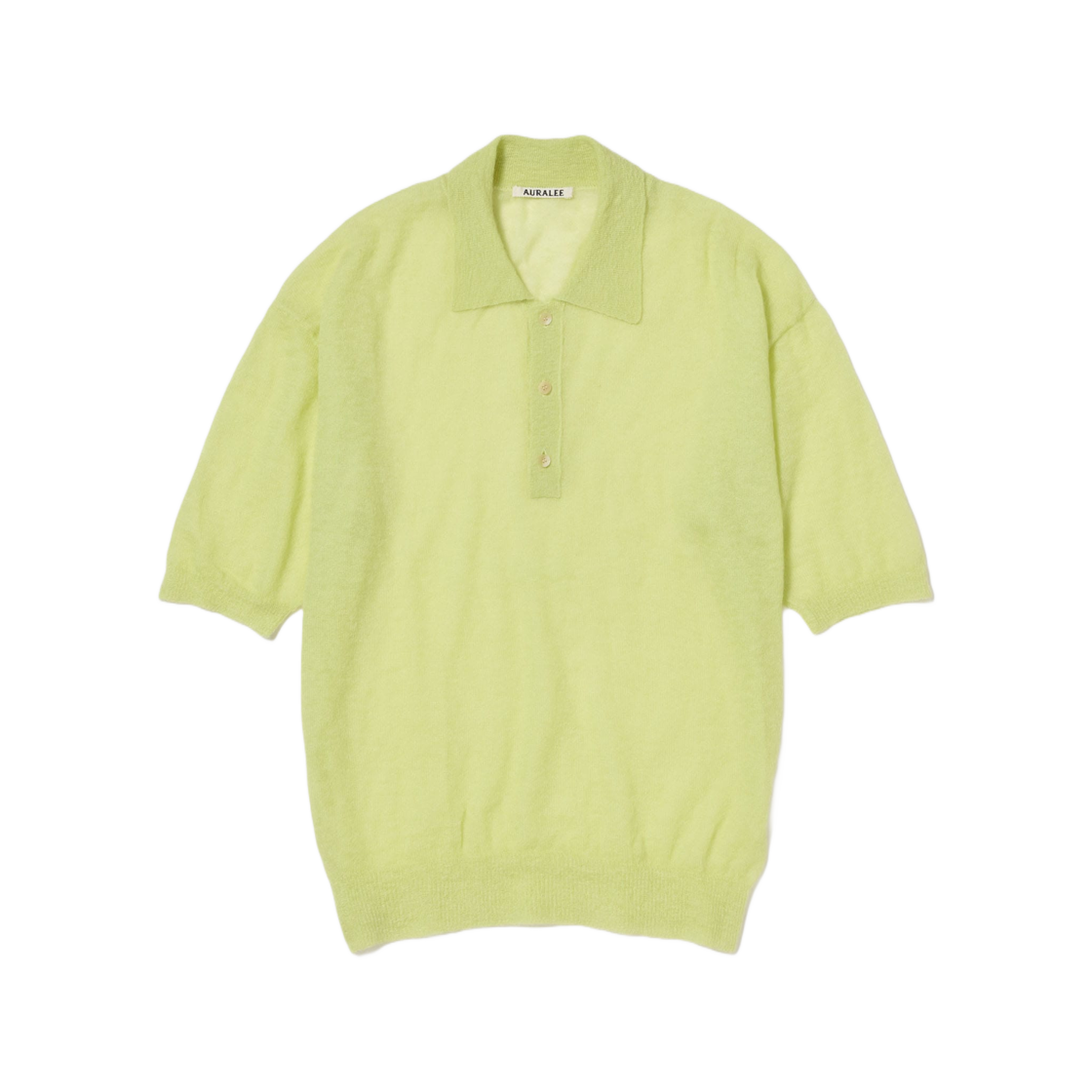 오라리 키드 모헤어 시어 니트 폴로 라임 옐로우 - 25SS | Auralee | KREAM