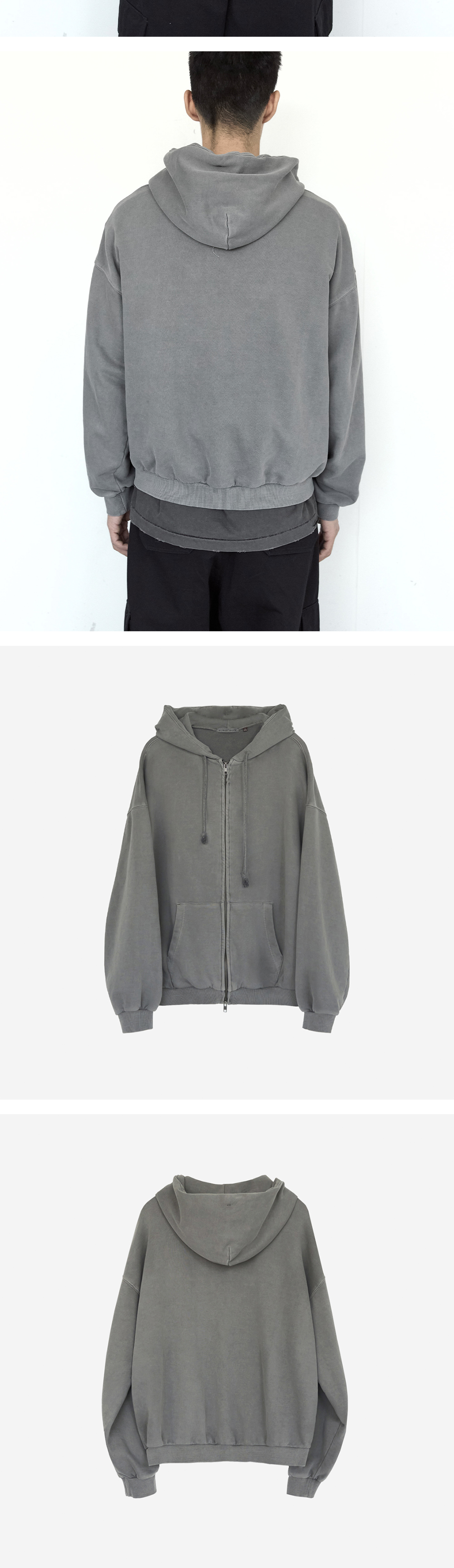 폴리테루 휴먼인덱스 휴먼 루즈드 집 후디 그레이 | Polyteru Human Index | KREAM