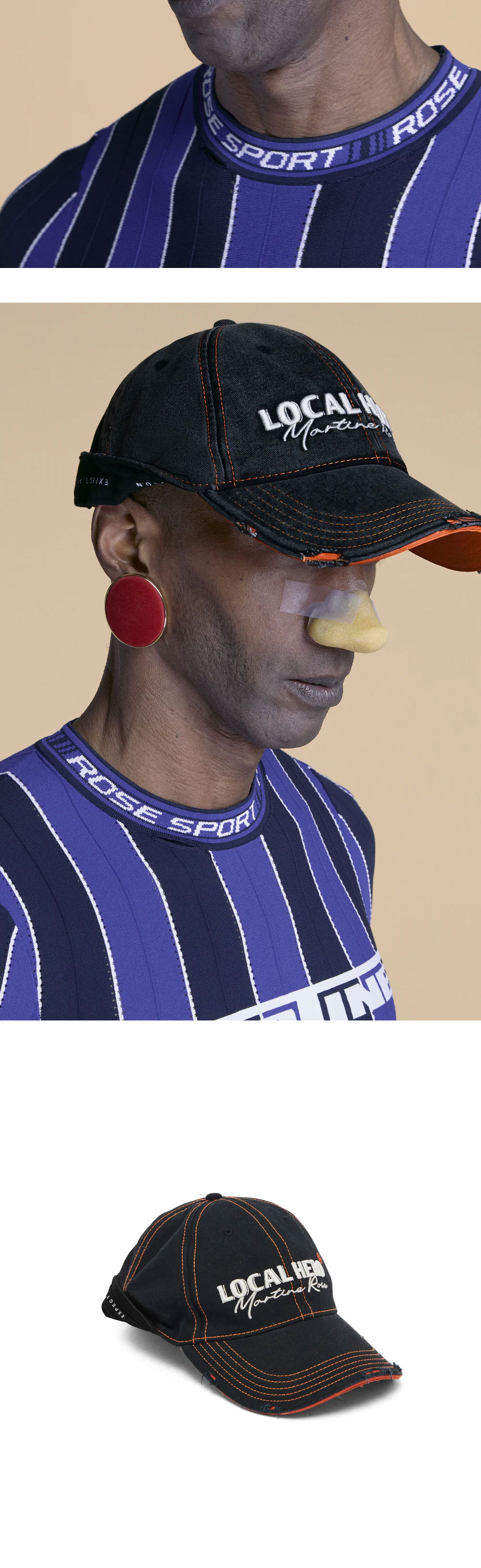 마틴 로즈 롤 백 캡 블랙 오렌지 - 25SS | Martine Rose | KREAM