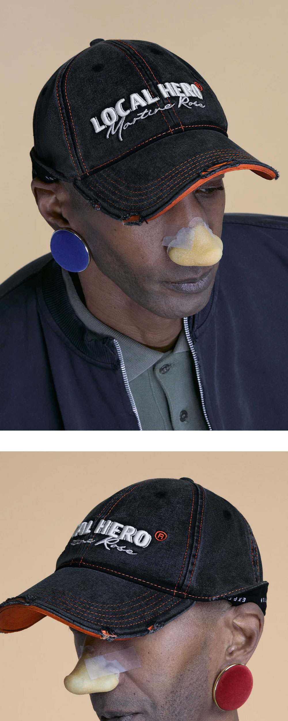 마틴 로즈 롤 백 캡 블랙 오렌지 - 25SS | Martine Rose | KREAM