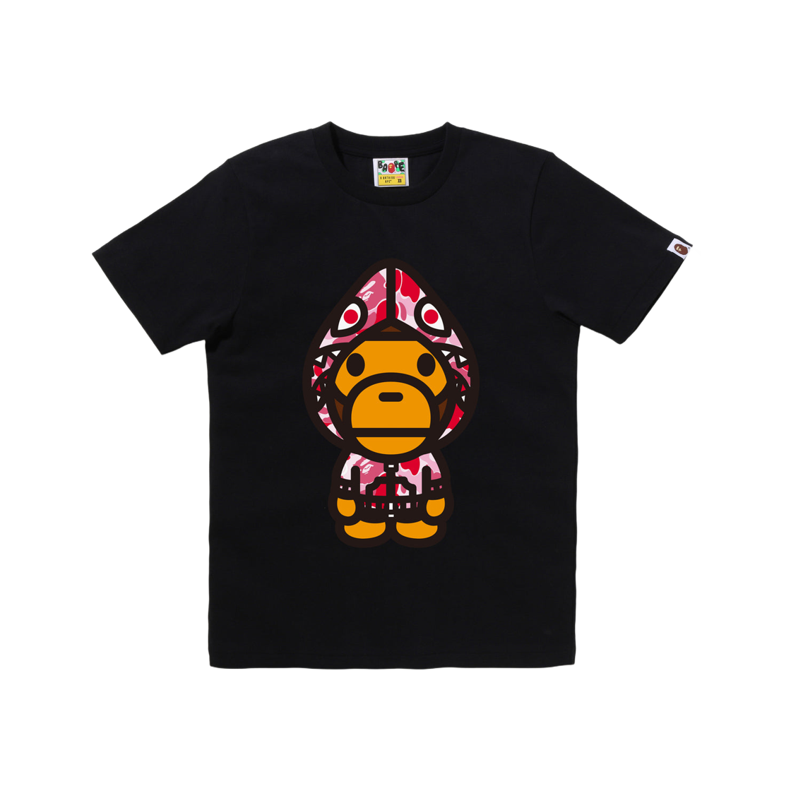 (W) 베이프 ABC 카모 샤크 후드 마일로 티셔츠 블랙 핑크 | BAPE | KREAM