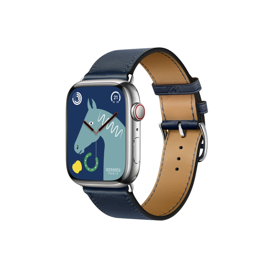 애플 워치 8 에르메스 45mm 실버 스테인리스 스틸 케이스 싱글 투어 네이비 (국내 정식 발매 제품) | Apple | KREAM