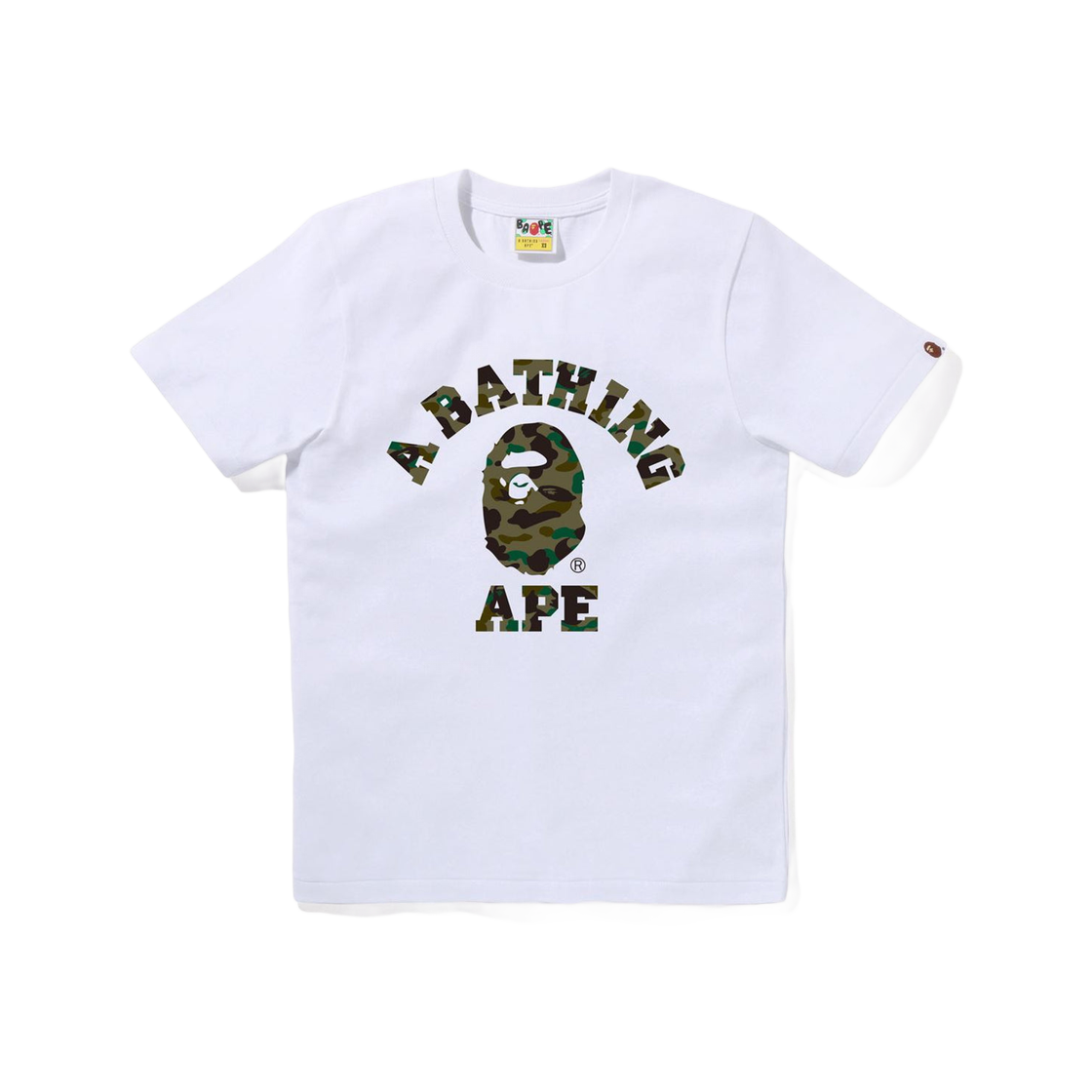 (W) 베이프 퍼스트 카모 컬리지 티셔츠 화이트 그린 | BAPE | KREAM