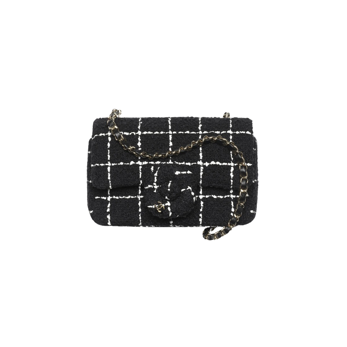 샤넬 스몰 플랩백 울 트위드 골드 메탈 & 블랙 화이트 | Chanel | KREAM