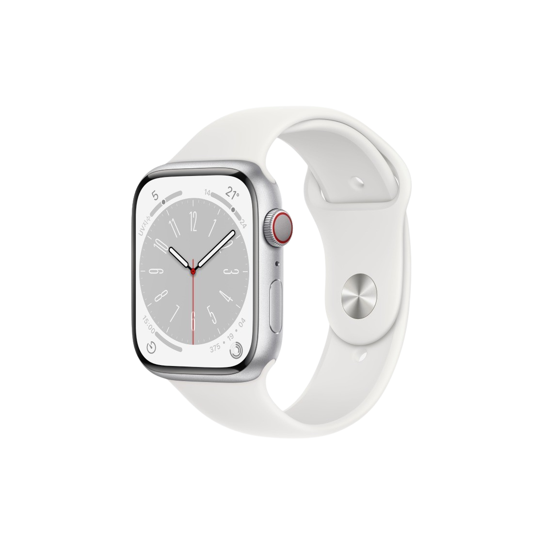 애플 워치 8 45mm 셀룰러 실버 알루미늄 케이스 스포츠 밴드 화이트 (국내 정식 발매 제품) | Apple | KREAM