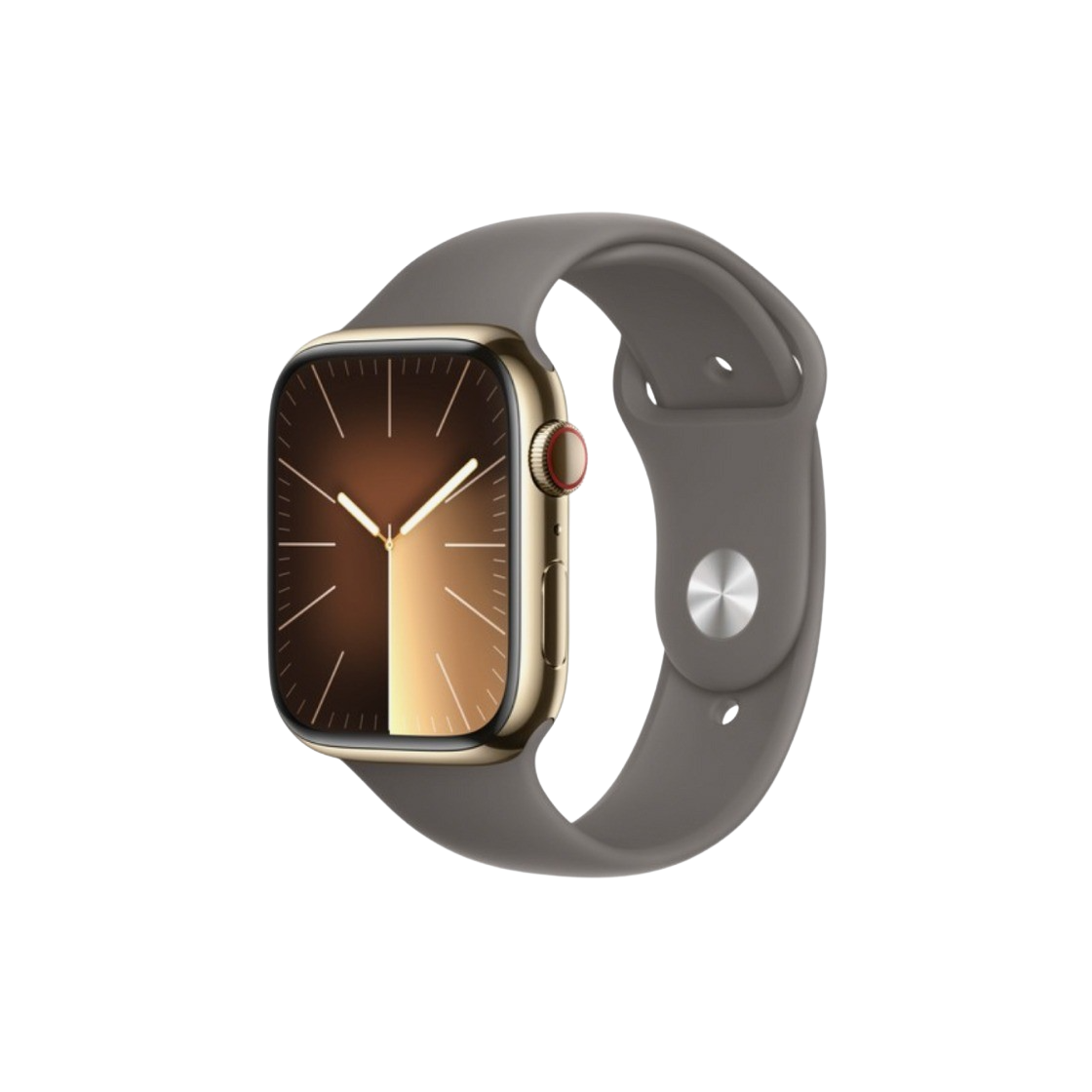 애플 워치 9 45mm 셀룰러 골드 스테인리스 스틸 케이스 스포츠 밴드 S/M 클레이 (국내 정식 발매 제품) | Apple | KREAM