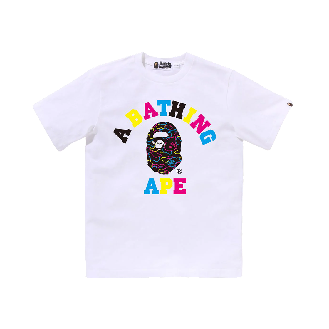 (W) 베이프 네온 카모 컬리지 티셔츠 화이트 | BAPE | KREAM