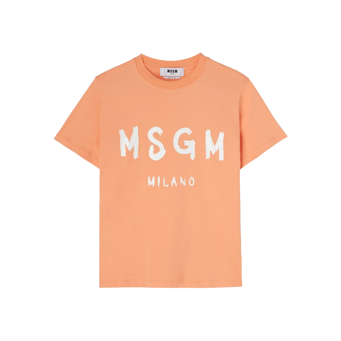(W) 엠에스지엠 브러쉬드 로고 코튼 크루넥 티셔츠 오렌지 | MSGM | KREAM