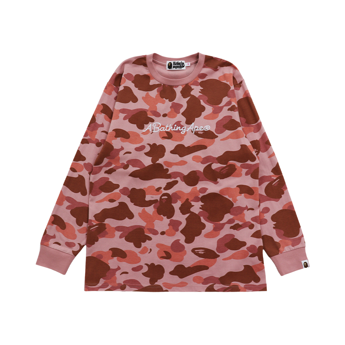 (W) 베이프 퍼스트 카모 오버사이즈 롱슬리브 티셔츠 핑크 | BAPE | KREAM