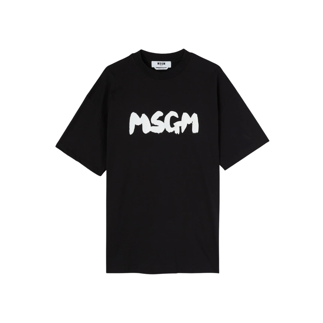 엠에스지엠 뉴 브러쉬드 로고 코튼 크루넥 티셔츠 블랙 | MSGM | KREAM