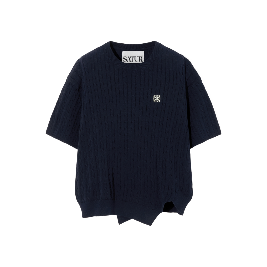 세터 더블린 언발란스 하프 케이블 니트 네이비 피오니 | Satur | KREAM