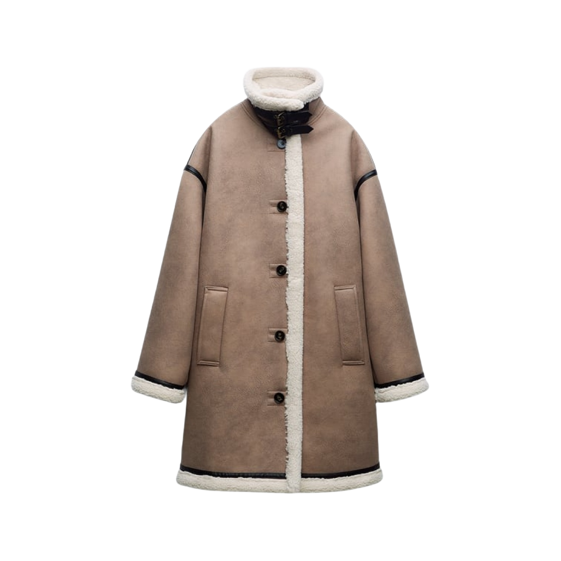 (W) 자라 더블 페이스드 버튼 코트 밍크 | Zara | KREAM