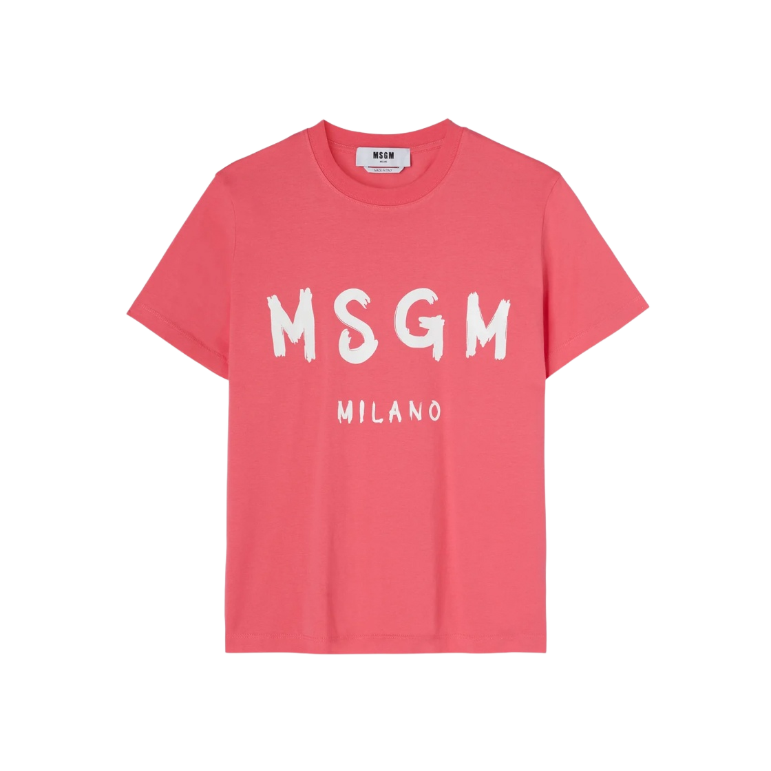 (W) 엠에스지엠 브러쉬드 로고 코튼 크루넥 티셔츠 푸시아 | MSGM | KREAM