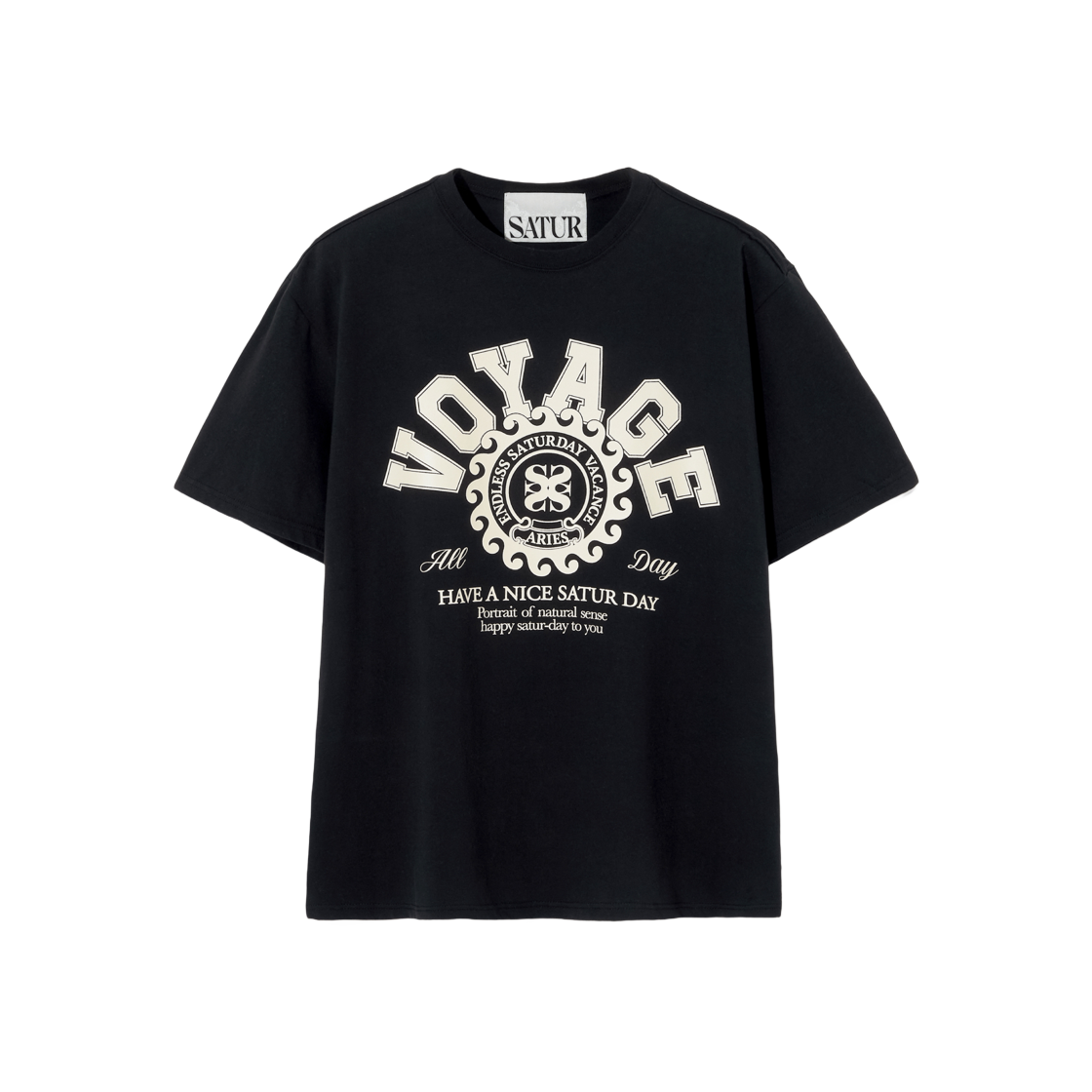 세터 본보야지 컬리지 그래픽 티셔츠 젯 블랙 | Satur | KREAM