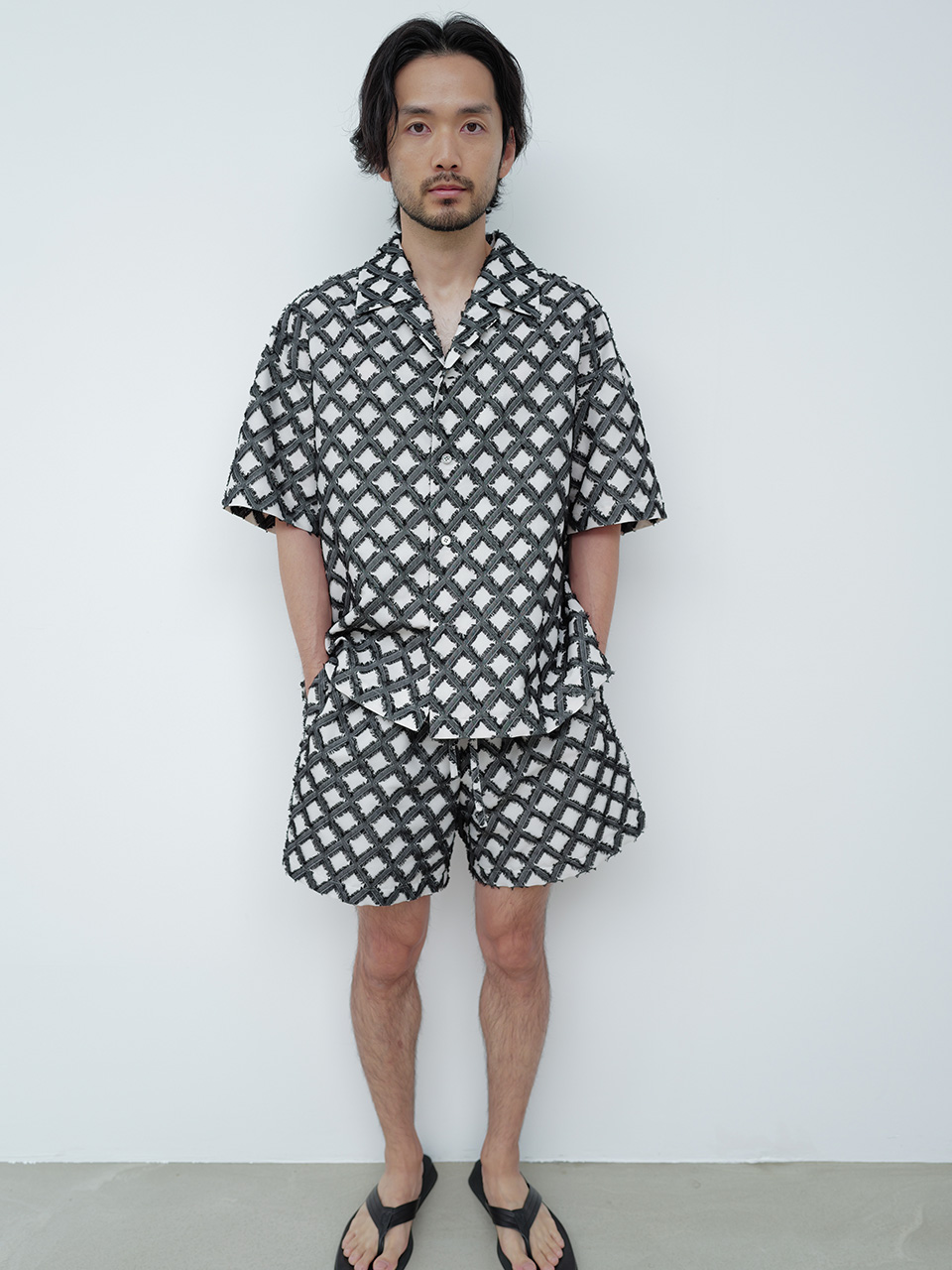 르917 아가일 패턴 자카드 셔츠 블랙 | LE17SEPTEMBRE | KREAM