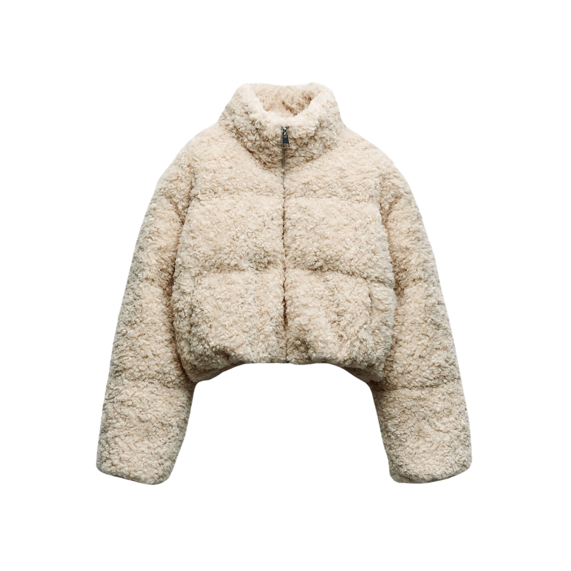 (W) 자라 크롭 포우 시어링 퍼퍼 자켓 크림 | Zara | KREAM