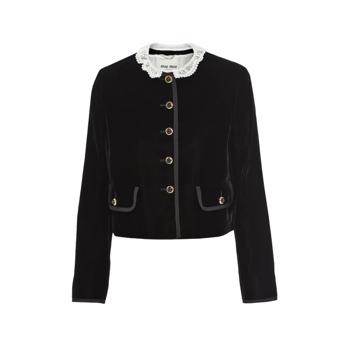 (W) 미우 미우 싱글 브레스티드 벨벳 자켓 블랙 | Miu Miu | KREAM