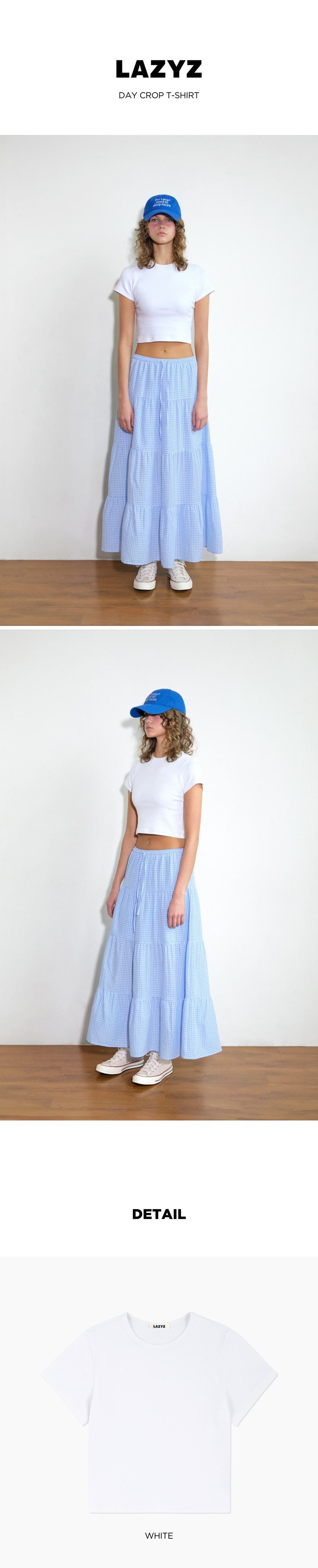 레이지지 데이 크롭 티셔츠 화이트 | LAZYZ | KREAM