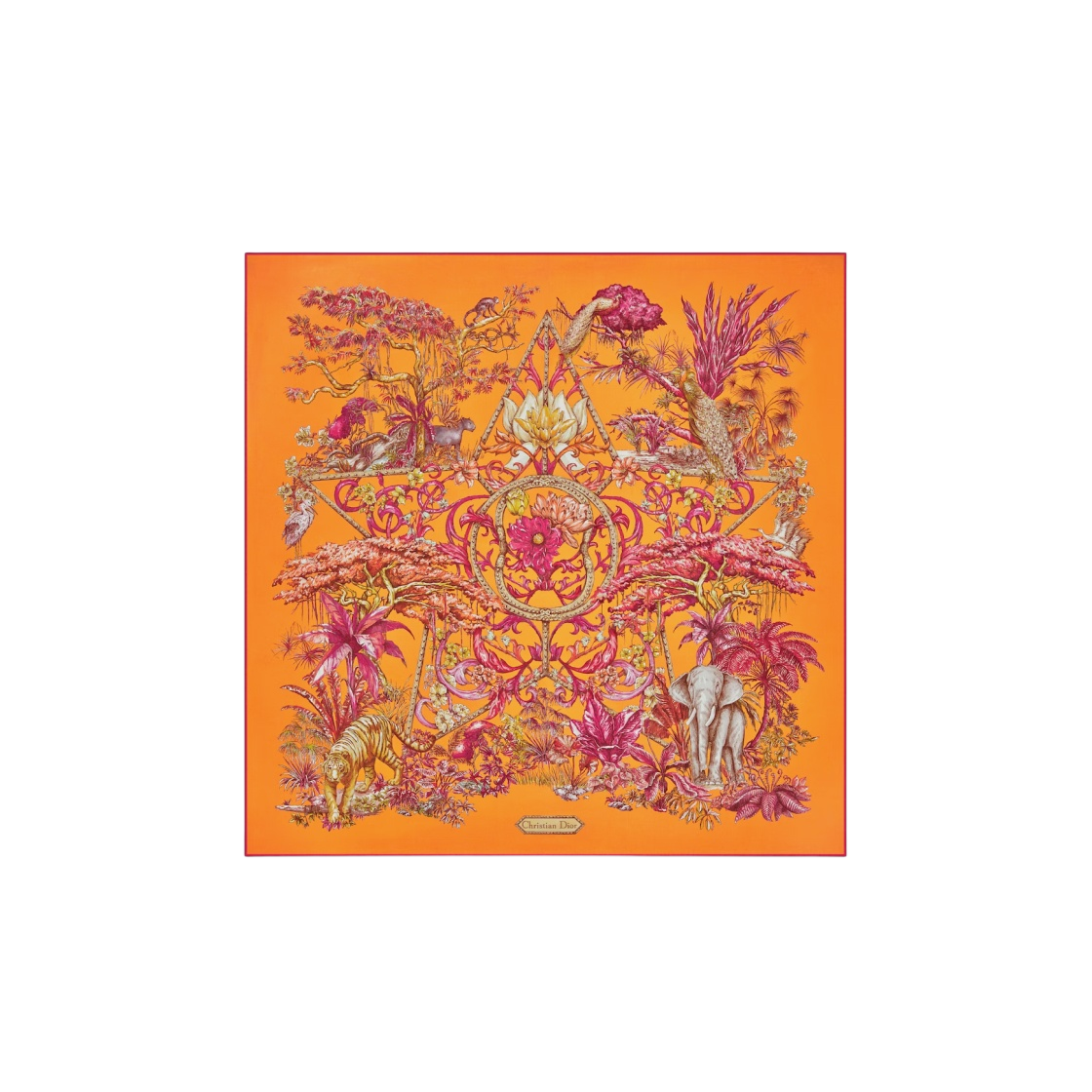 (W) 디올 에뚜왈 드 보야지 90 스퀘어 스카프 오렌지 멀티컬러 실크 트윌 | Dior | KREAM