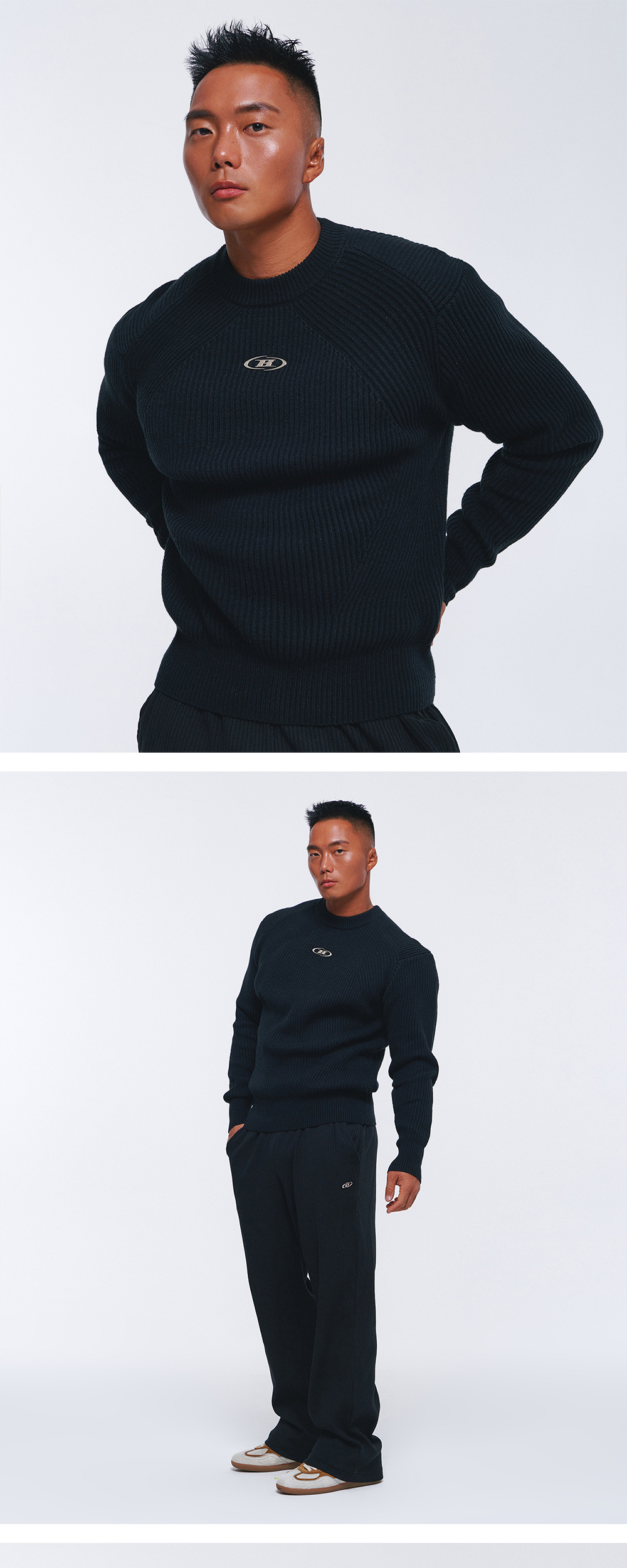 본투윈 크롬 로고 머슬핏 니트 블랙 | BORN TO WIN | KREAM