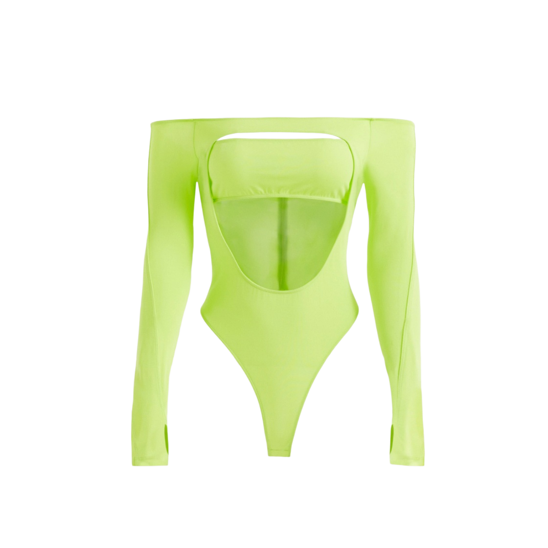 (W) 에이치앤엠 x 뮈글러 컷아웃 바디수트 애시드 그린 | H&M | KREAM