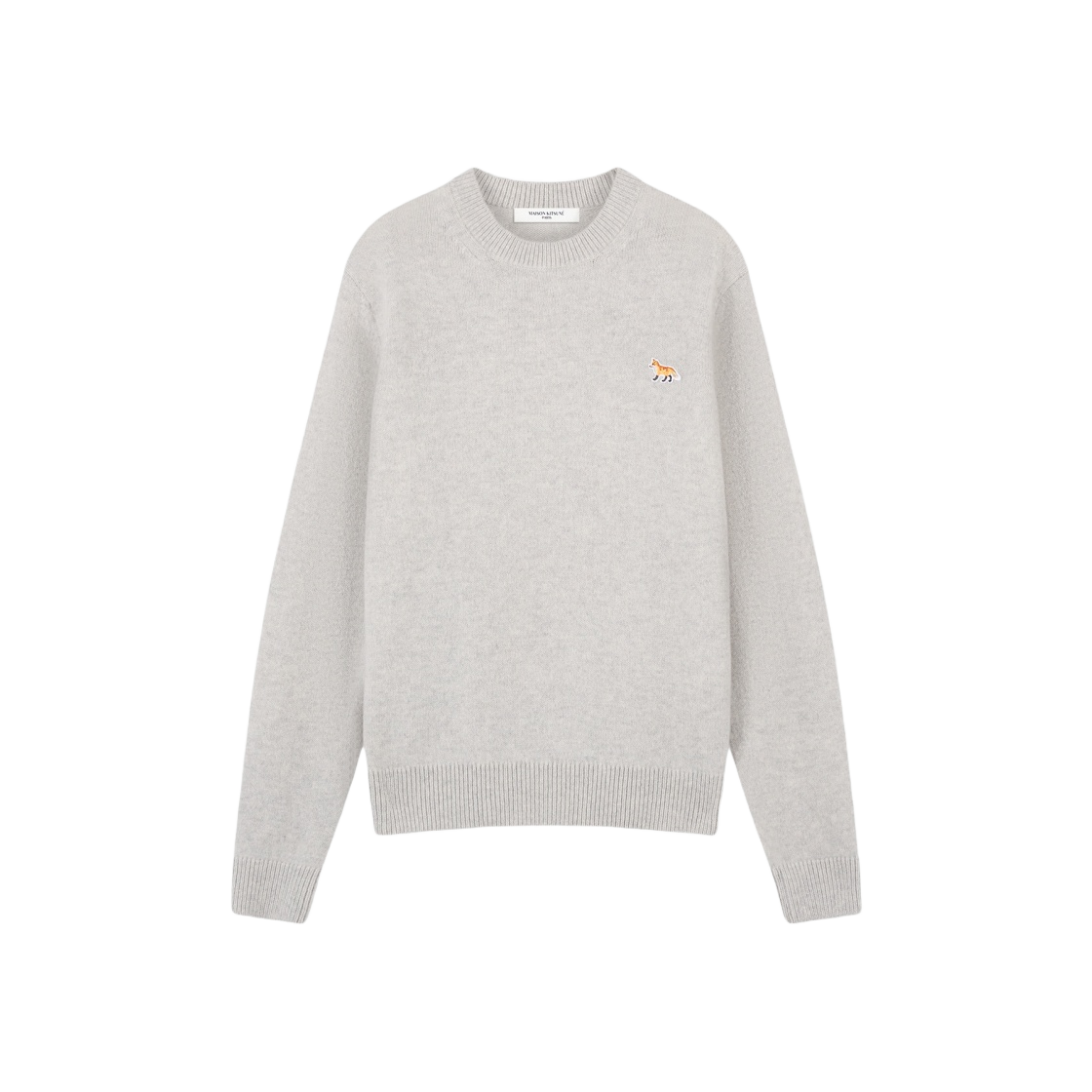 메종 키츠네 베이비 폭스 패치 레귤러 점퍼 라이트 그레이 멜란지 | Maison Kitsune | KREAM