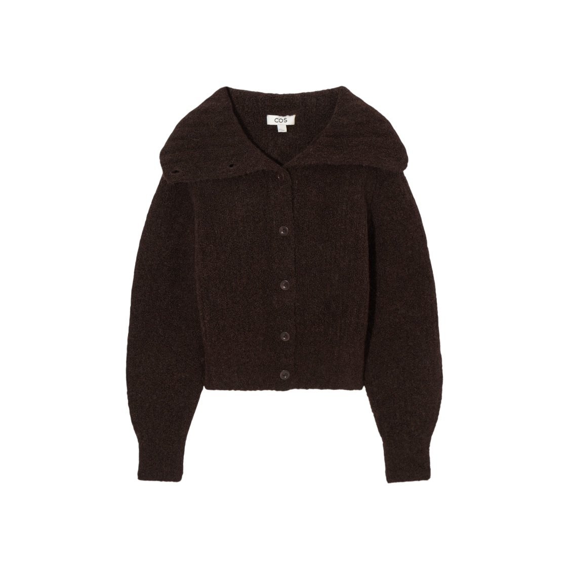 (W) 코스 스프레드 컬러 텍스처드 알파카 가디건 다크 브라운 | COS | KREAM