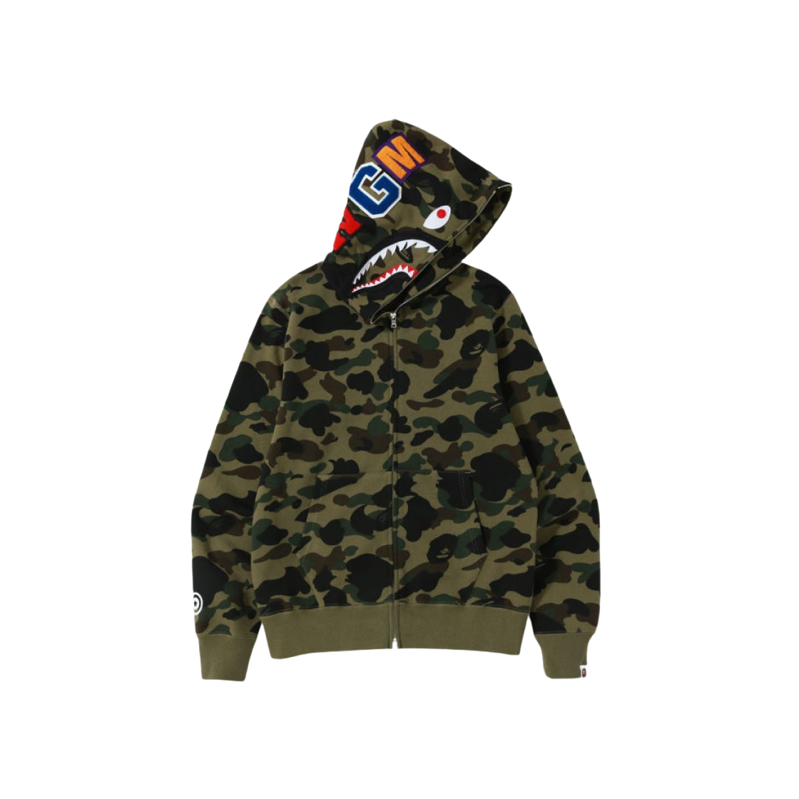 베이프 퍼스트 카모 샤크 풀 집 후드 아미 그린 Bape Kream