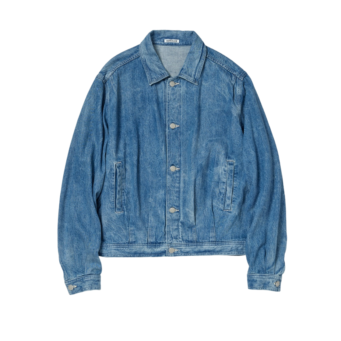 오라리 셀비지 페이디드 라이트 데님 블루종 라이트닝 이펙트 - 22SS | Auralee | KREAM