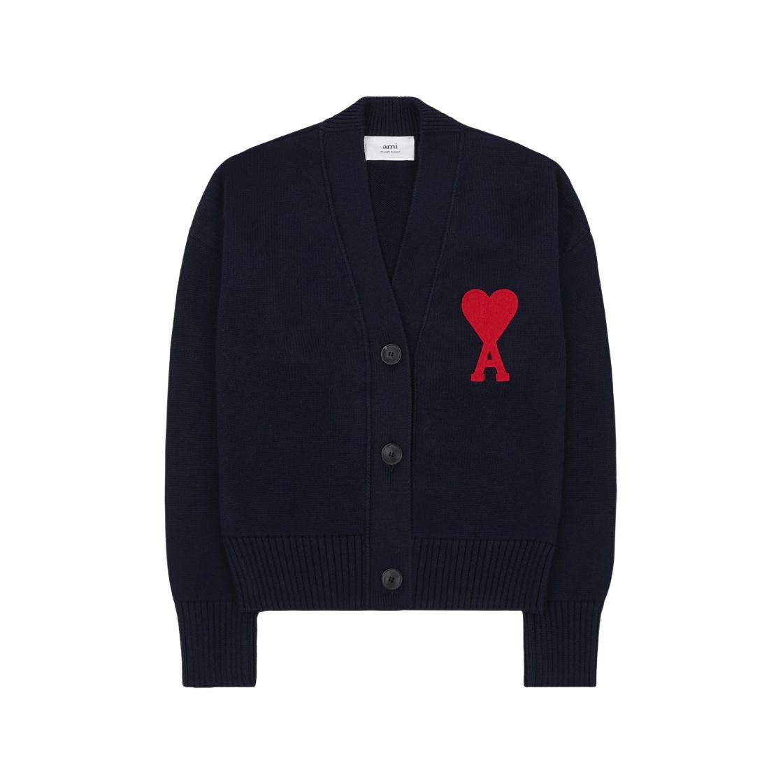 (W) 아미 빅 하트 로고 오버사이즈 가디건 네이비 마린 - 21FW | AMI | KREAM
