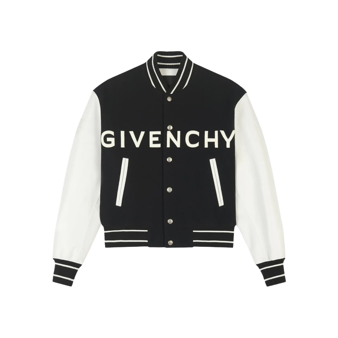 지방시 울 레더 바시티 자켓 블랙 화이트 | Givenchy | KREAM