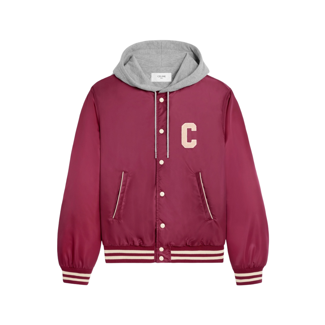 셀린느 오버사이즈 후드 테디 나일론 자켓 버건디 | Celine | KREAM