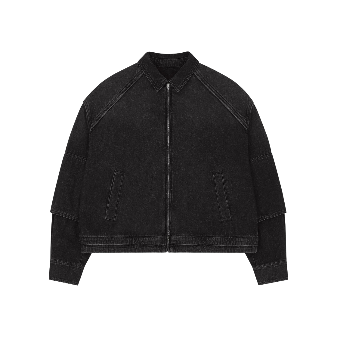 준지 콘 데님 소매 절개 디테일 셔츠 블랙 | JUUN.J | KREAM