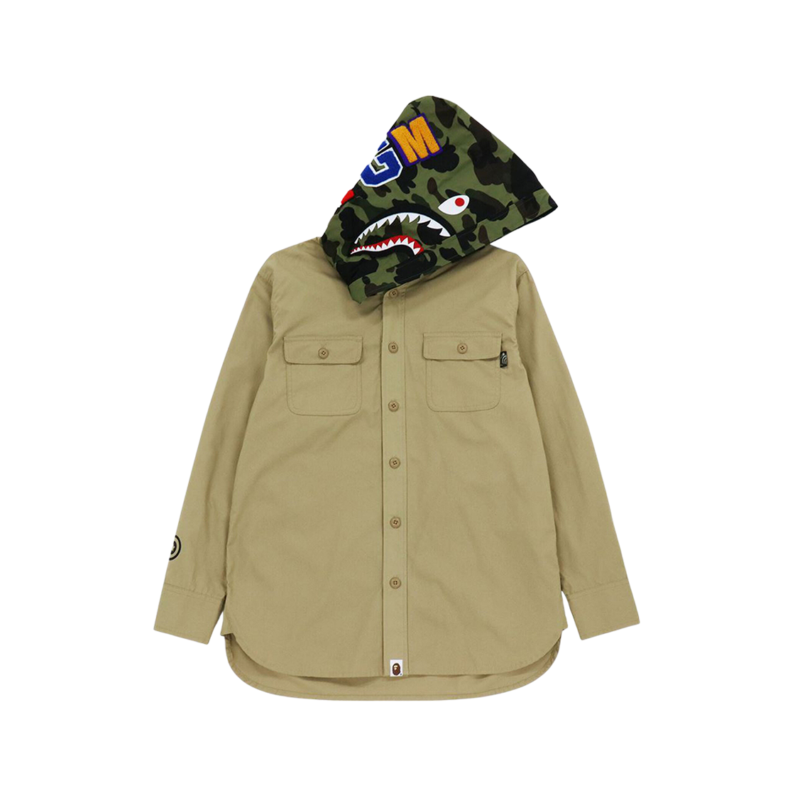 (W) 베이프 퍼스트 카모 샤크 후드 자켓 베이지 | BAPE | KREAM