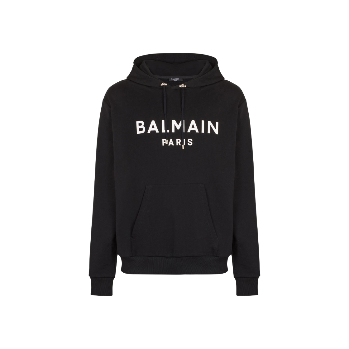 발망 코튼 프린티드 로고 후드 블랙 | Balmain | KREAM