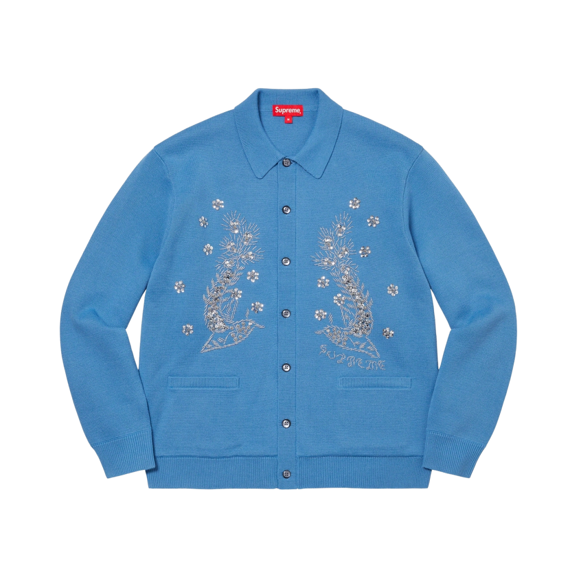 슈프림 비디드 아플리케 가디건 브라이트 블루 - 23SS | Supreme | KREAM
