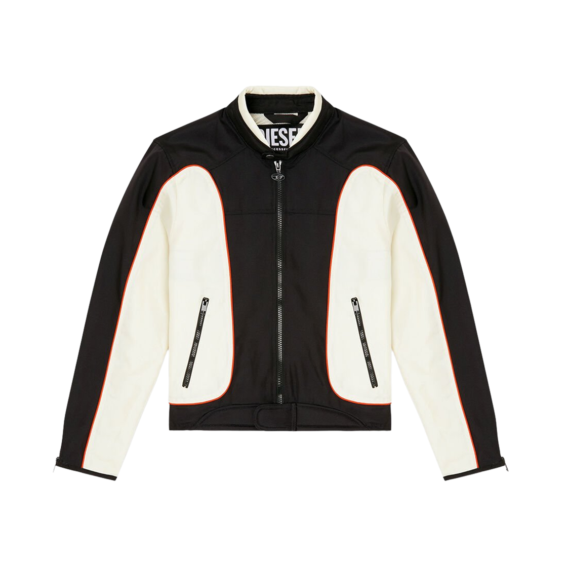 디젤 J-블링크-A 컬러블록 파이핑 바이커 자켓 화이트 블랙 - 25SS | Diesel | KREAM