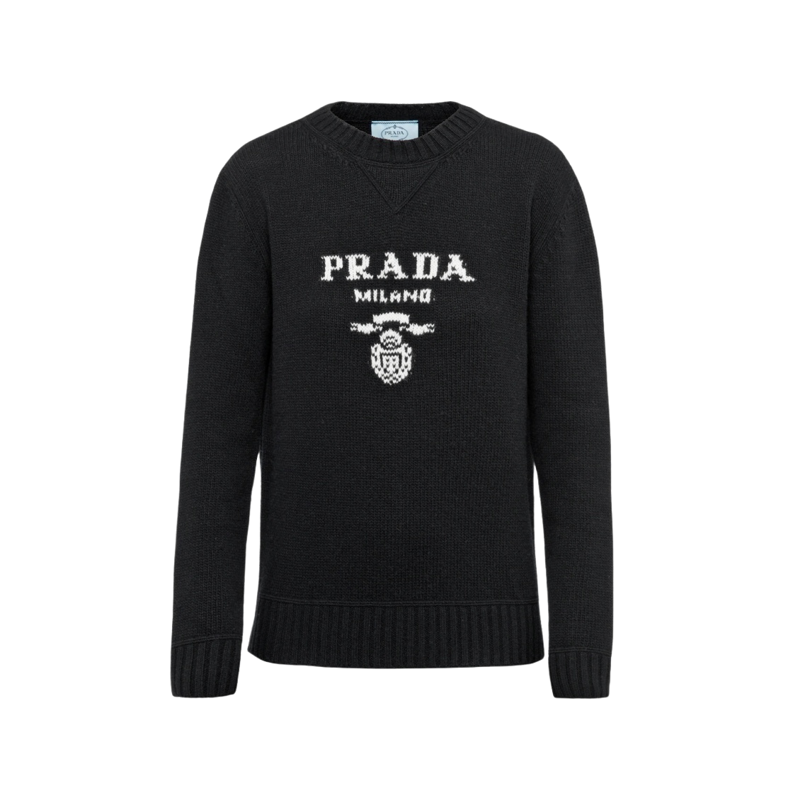 (W) 프라다 울 캐시미어 로고 크루넥 스웨터 블랙 | Prada | KREAM