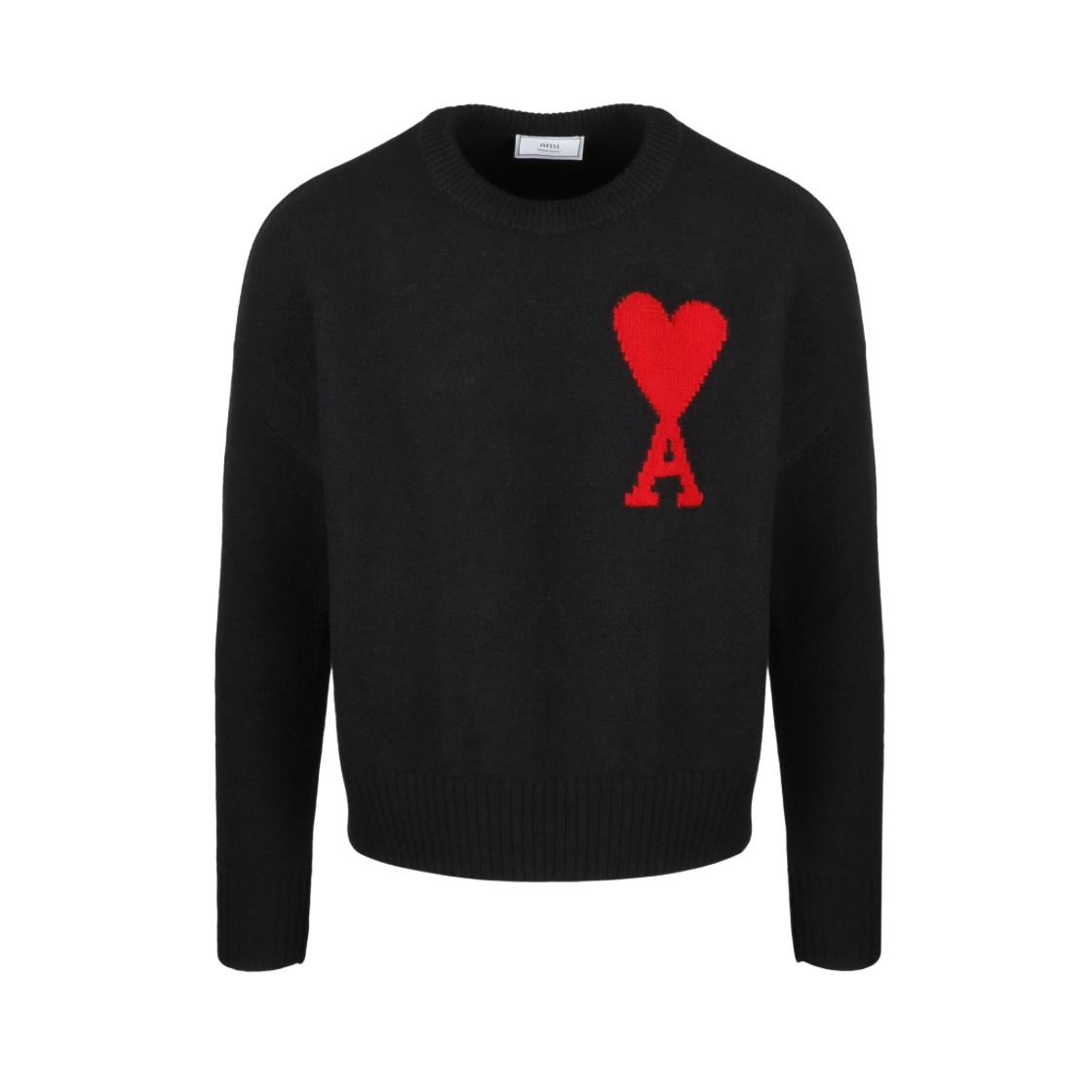 아미 빅 하트 로고 오버사이즈 인타르시아 스웨터 블랙 - 20FW | AMI | KREAM