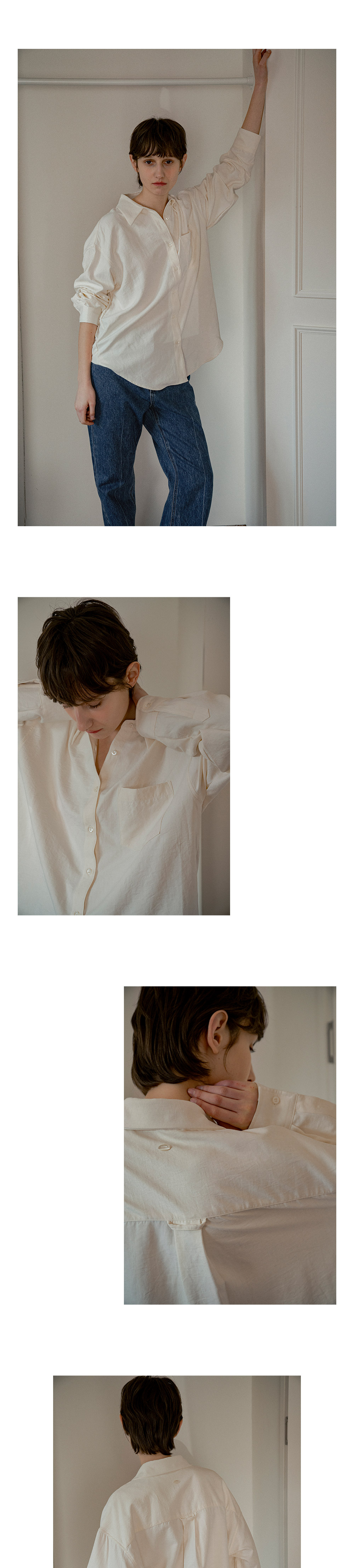 반원 아틀리에 A3521 루즈핏 벨루어 셔츠 크림 | Vanone Atelier | KREAM