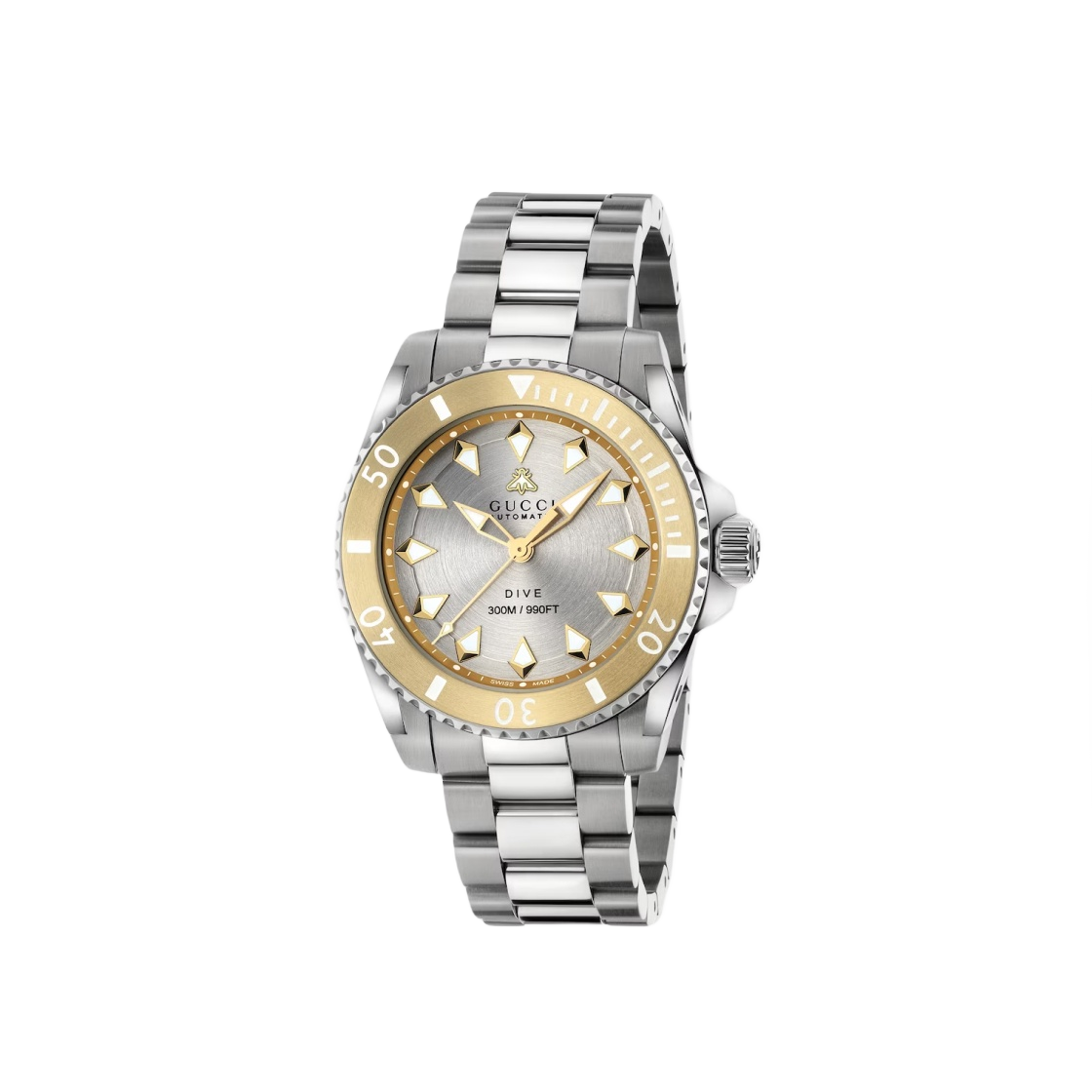 구찌 다이브 오토매틱 40mm 스틸 실버 옐로우 골드 플래팅 | Gucci | KREAM