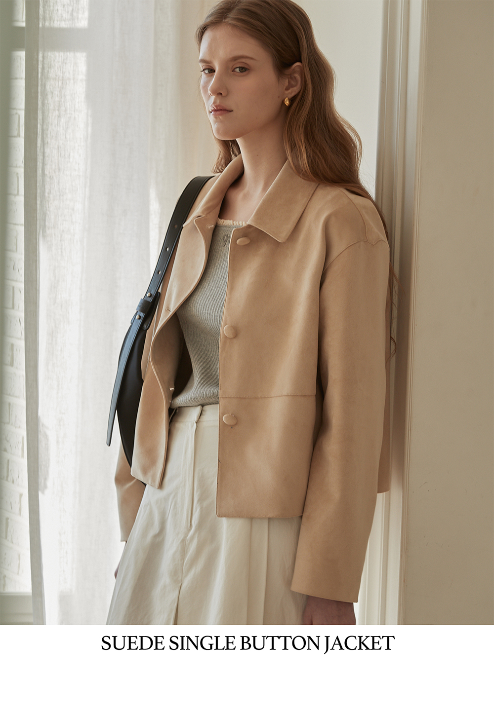 비뮤즈맨션 스웨이드 싱글 버튼 자켓 라이트 베이지 | BEMUSE MANSION | KREAM